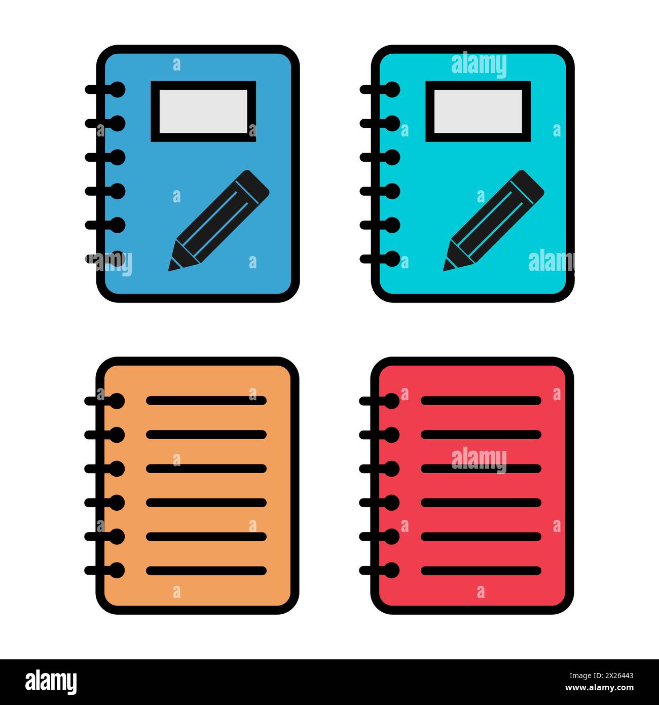 Set of Spiral notebook icon, paper blank page symbol, note web vector ...
