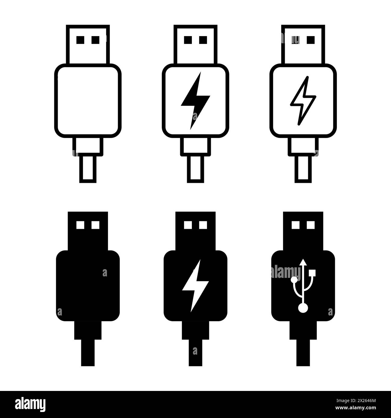 Set of USB plug cable icon technology, connect device sign, electronic ...