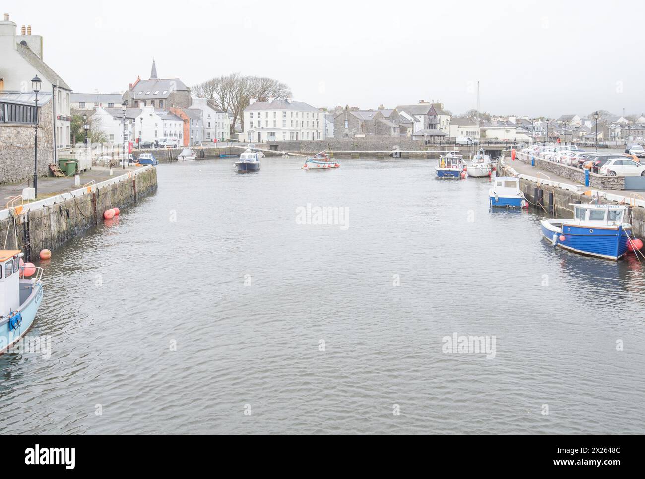 Walking around the tidal harbour of Castletown on The Isle of Man ...