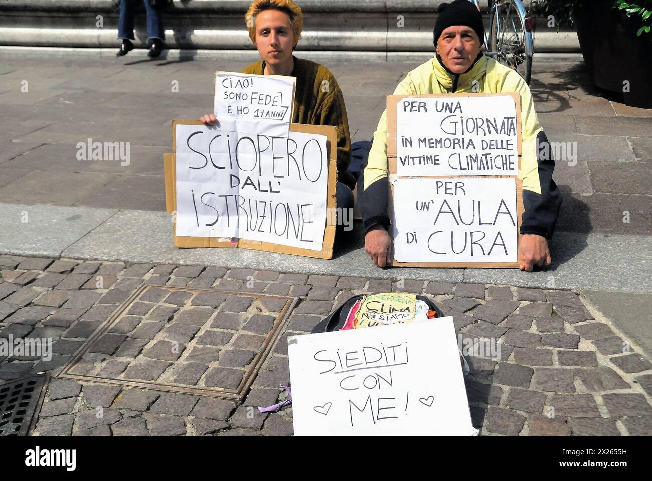 Padua, Italy. April 20th, 2024. Two young people from the Ultima ...
