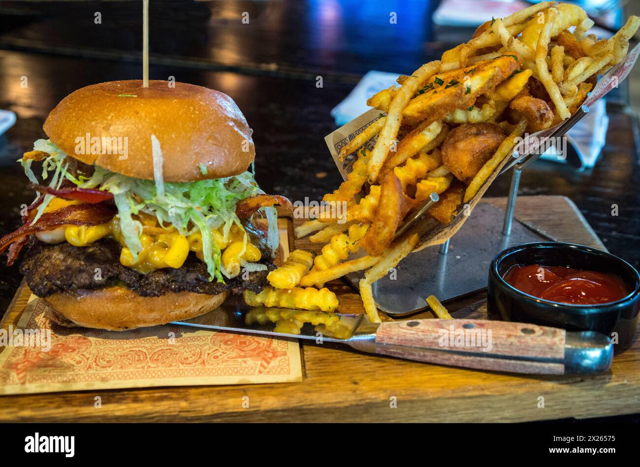 Las Vegas, Nevada. Bacon Burger, a Specialty at Guy Fieri's Vegas ...