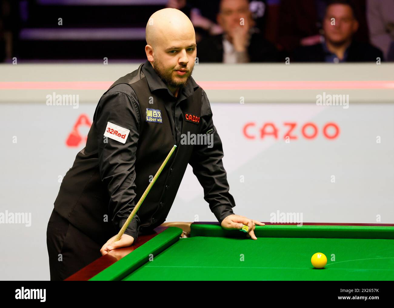 Luca Brecel during his match against David Gilbert (not pictured) on ...