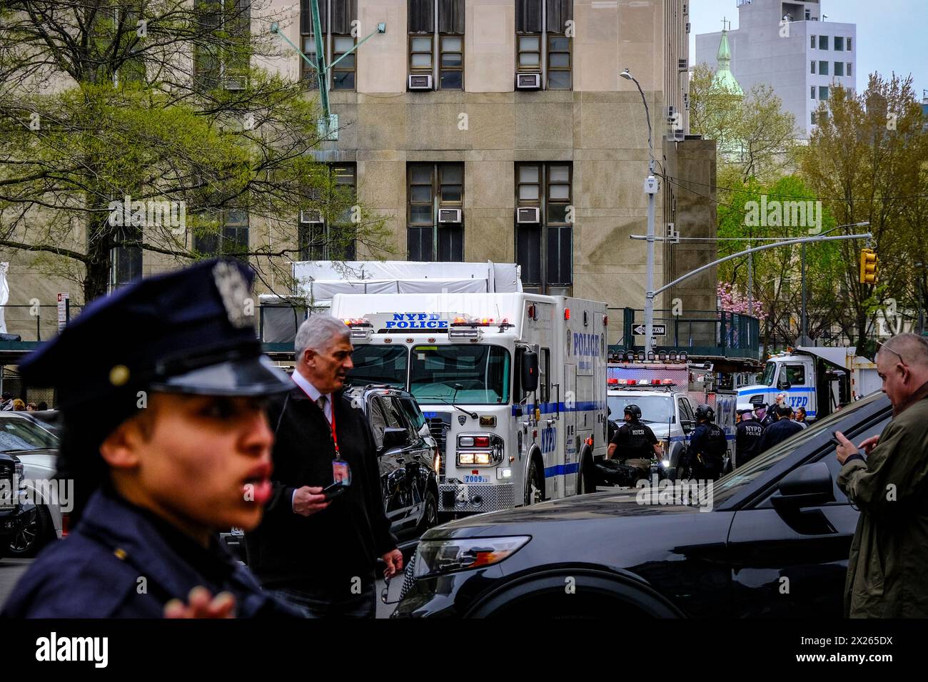 New York, NY, USA. 19th Apr, 2024. Police patrol after Maxwell ...