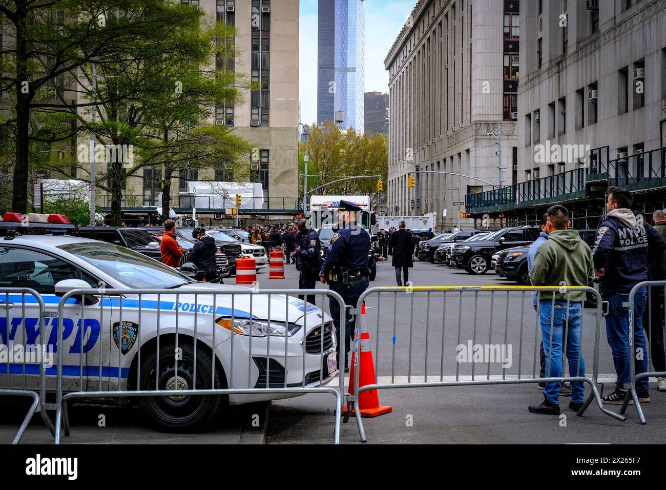 New York, NY, USA. 19th Apr, 2024. Police patrol after Maxwell ...