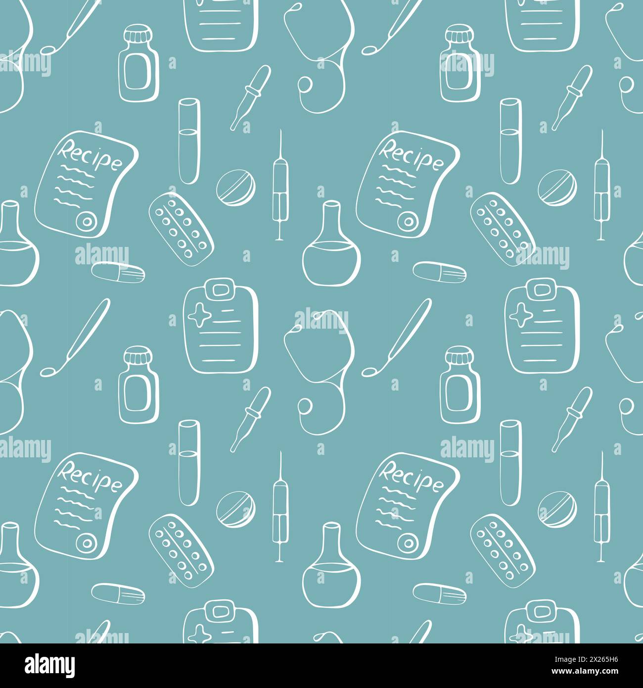 Medical seamless pattern, clinic doodle elements. Hospital icons ...
