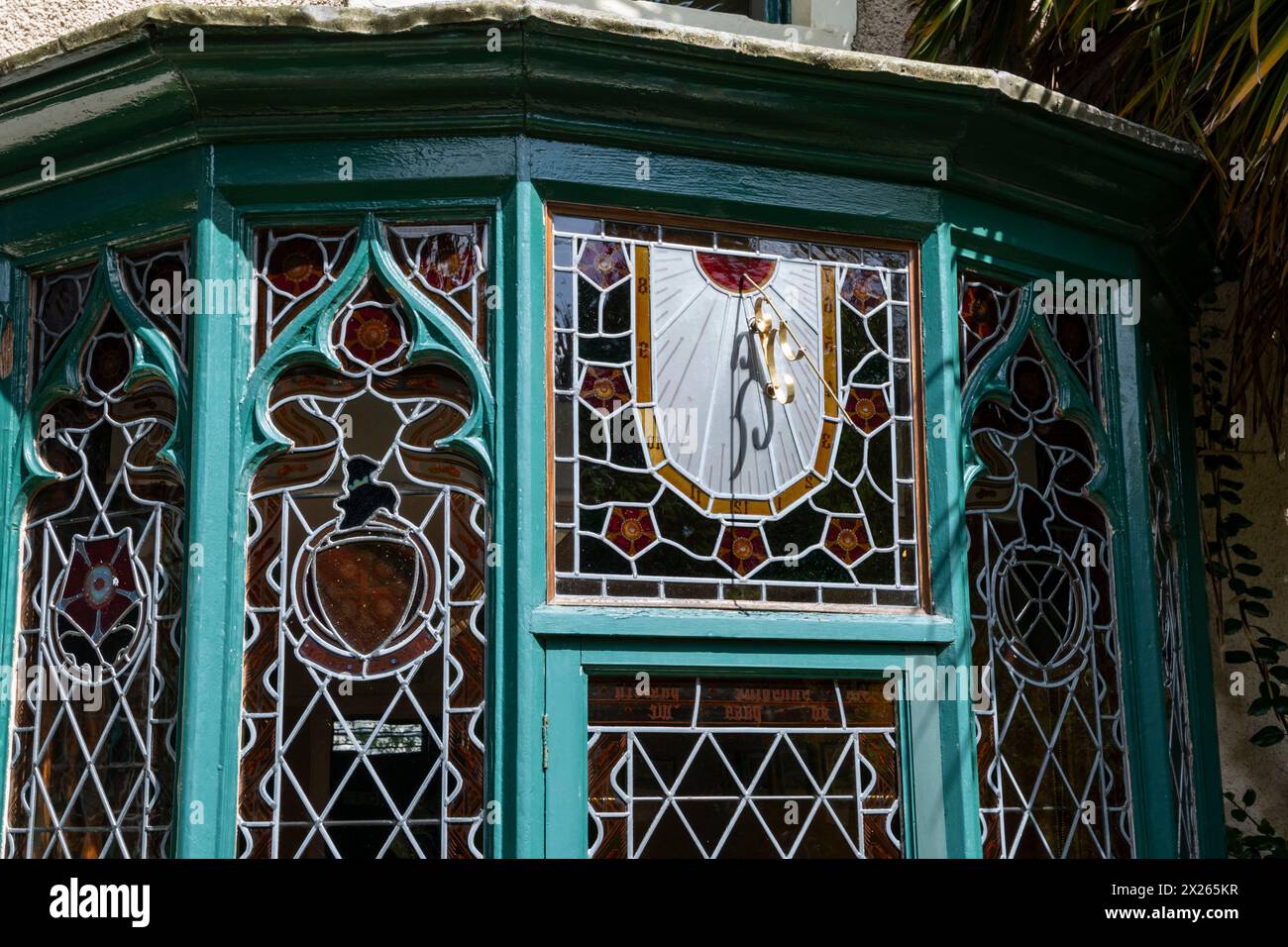 Old ornate windows at the old Parsonage, Fletcher Moss botanical garden ...