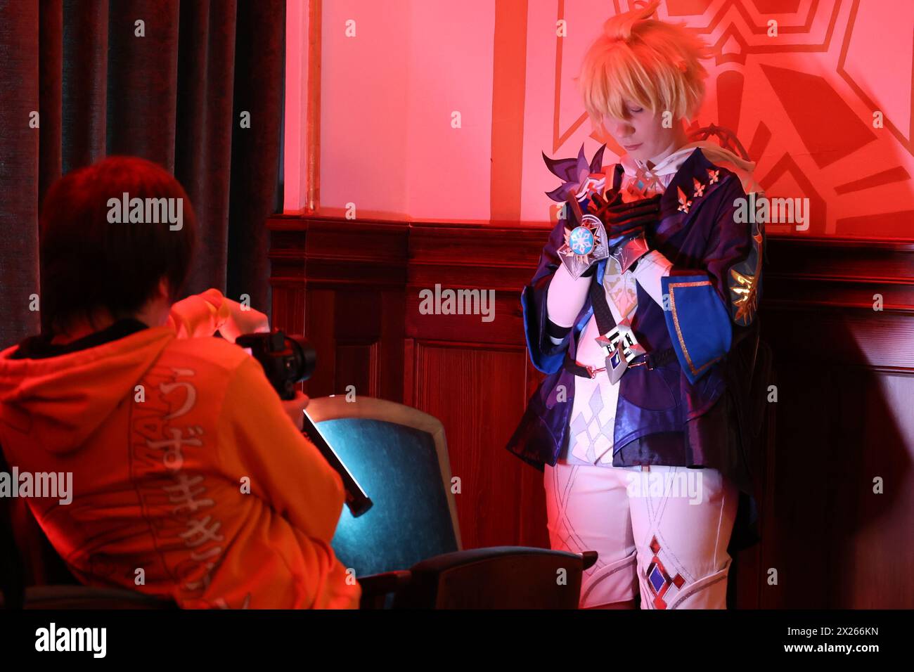 20 April 2024, Thuringia, Jena: Visitors to the "JenaCon" comic and ...