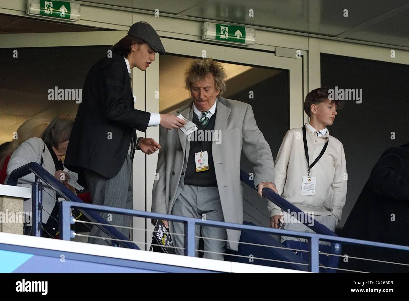 Sir Rod Stewart with sons Alastair (left) and Aiden in the stands ...