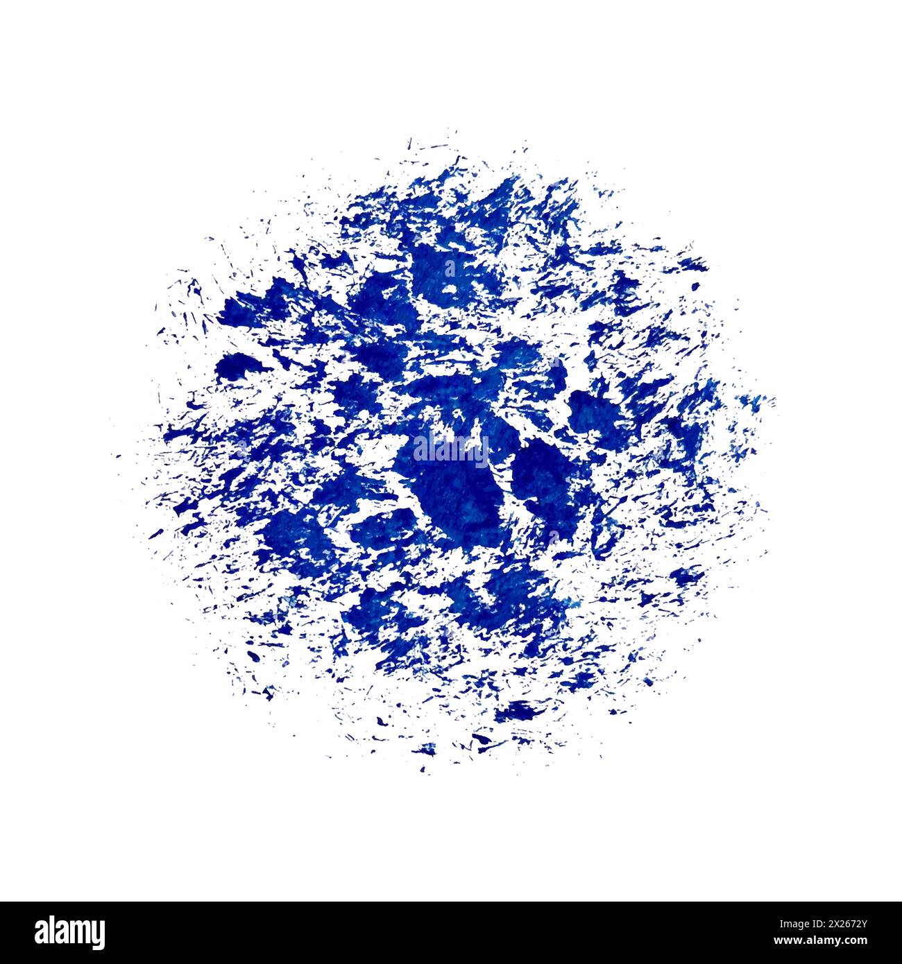 Blue dirty circle shabby surface smeared with paint watercolor with ...