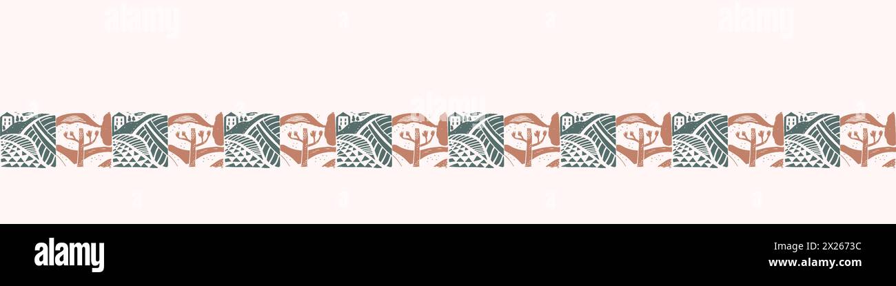 Modern vector border with pretty pressed floral drawing motifs ...