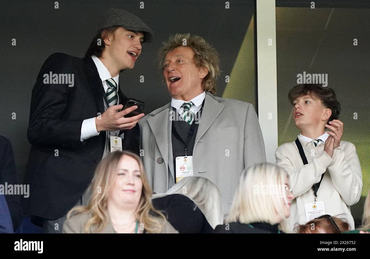 Sir Rod Stewart with sons Alastair (left) and Aiden in the stands ...