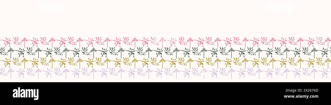 Retro botanical vector border in elegant style. Luxury print textur for ...
