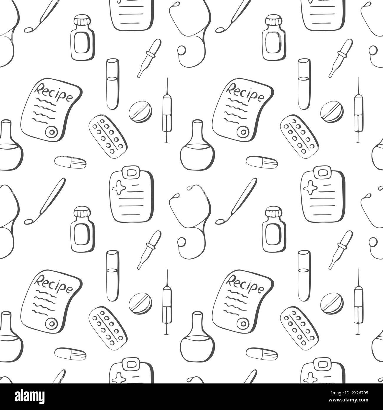 Medical seamless pattern, clinic doodle elements. Hospital icons ...