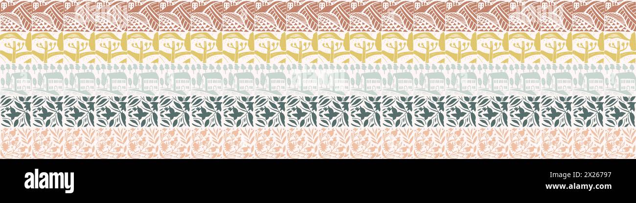 Modern vector border with pretty pressed floral drawing motifs ...