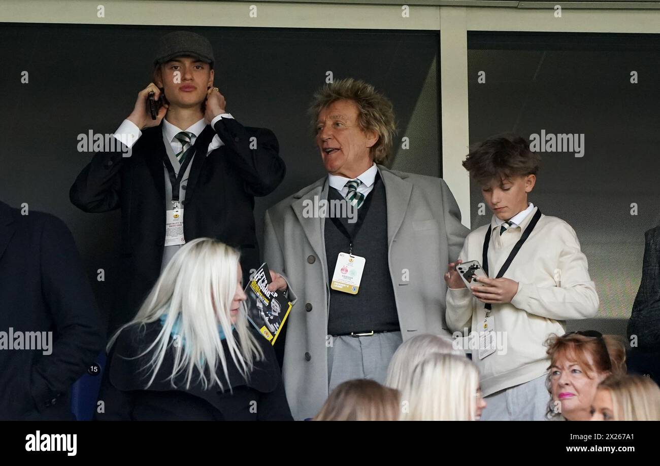 Sir Rod Stewart with sons Alastair (left) and Aiden in the stands ...