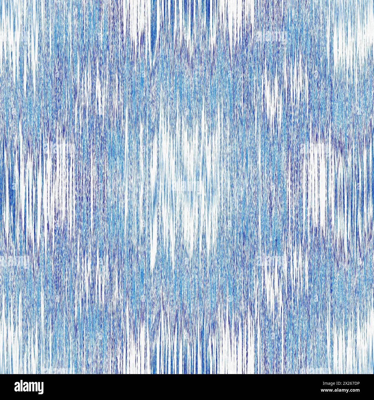Indigo ikat dye stripe marled seamless pattern. Asian style wavy ...