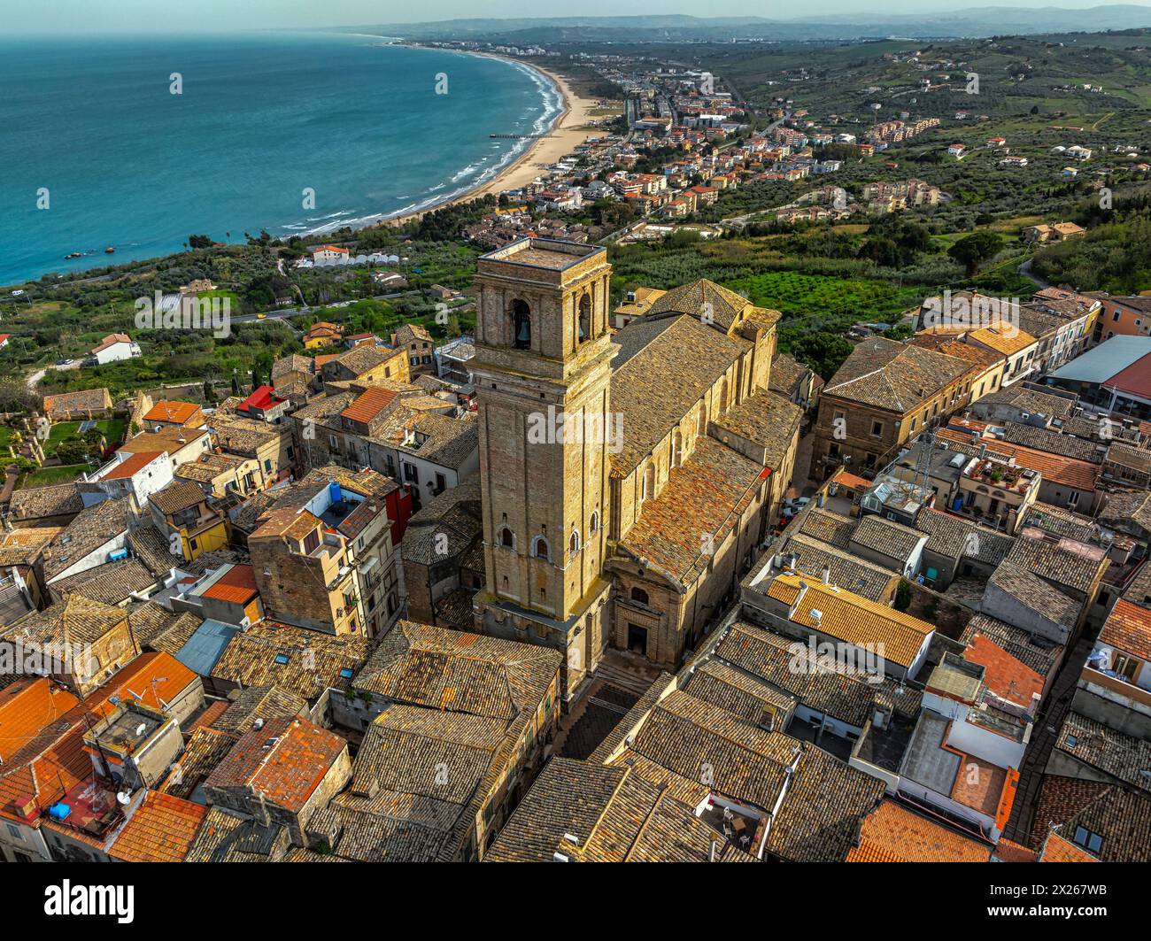 Aerial view of the city of Vasto, with the church of Santa Maria ...
