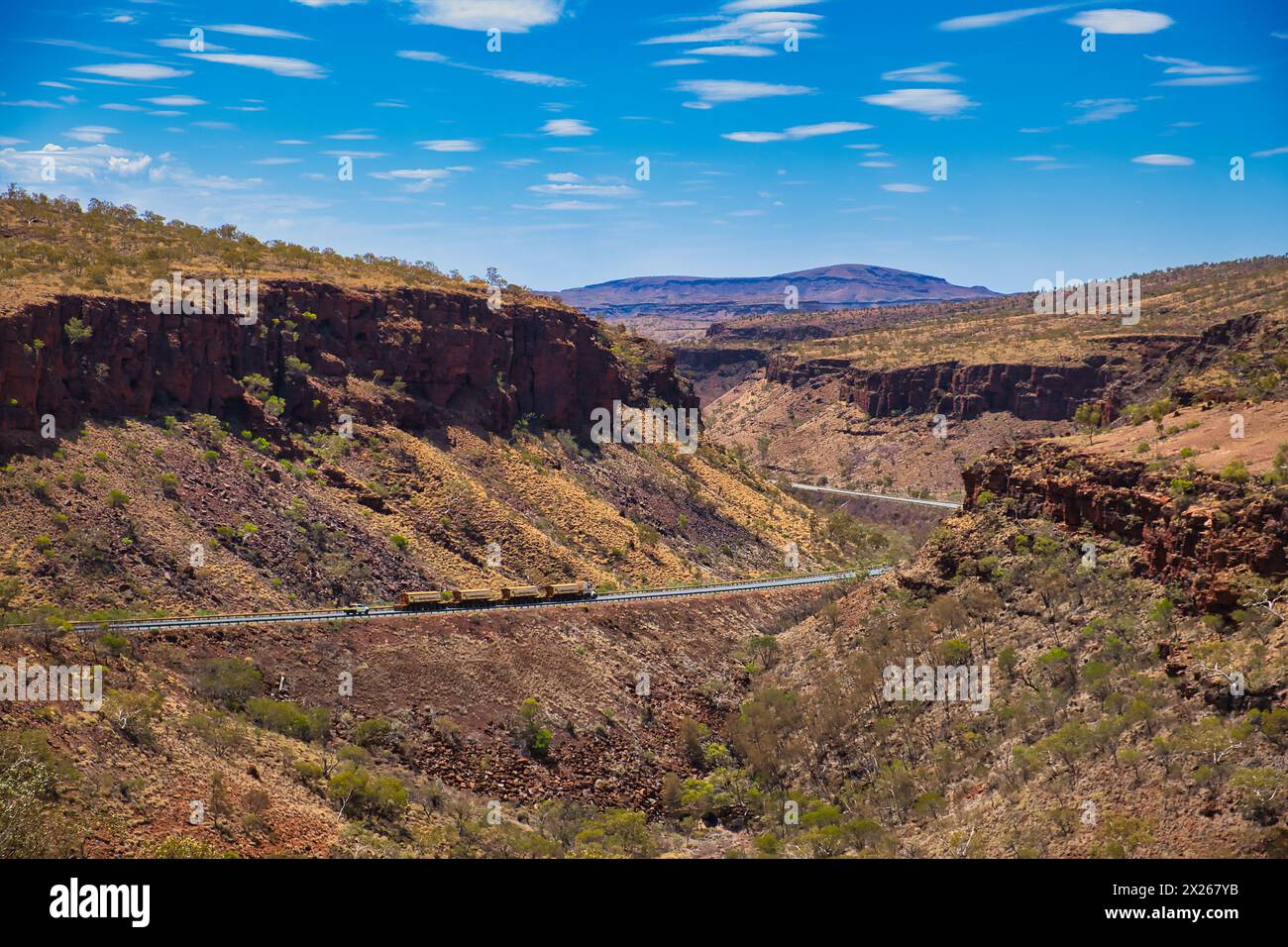 Road train on the Great Northern Highway in Karijini National Park ...