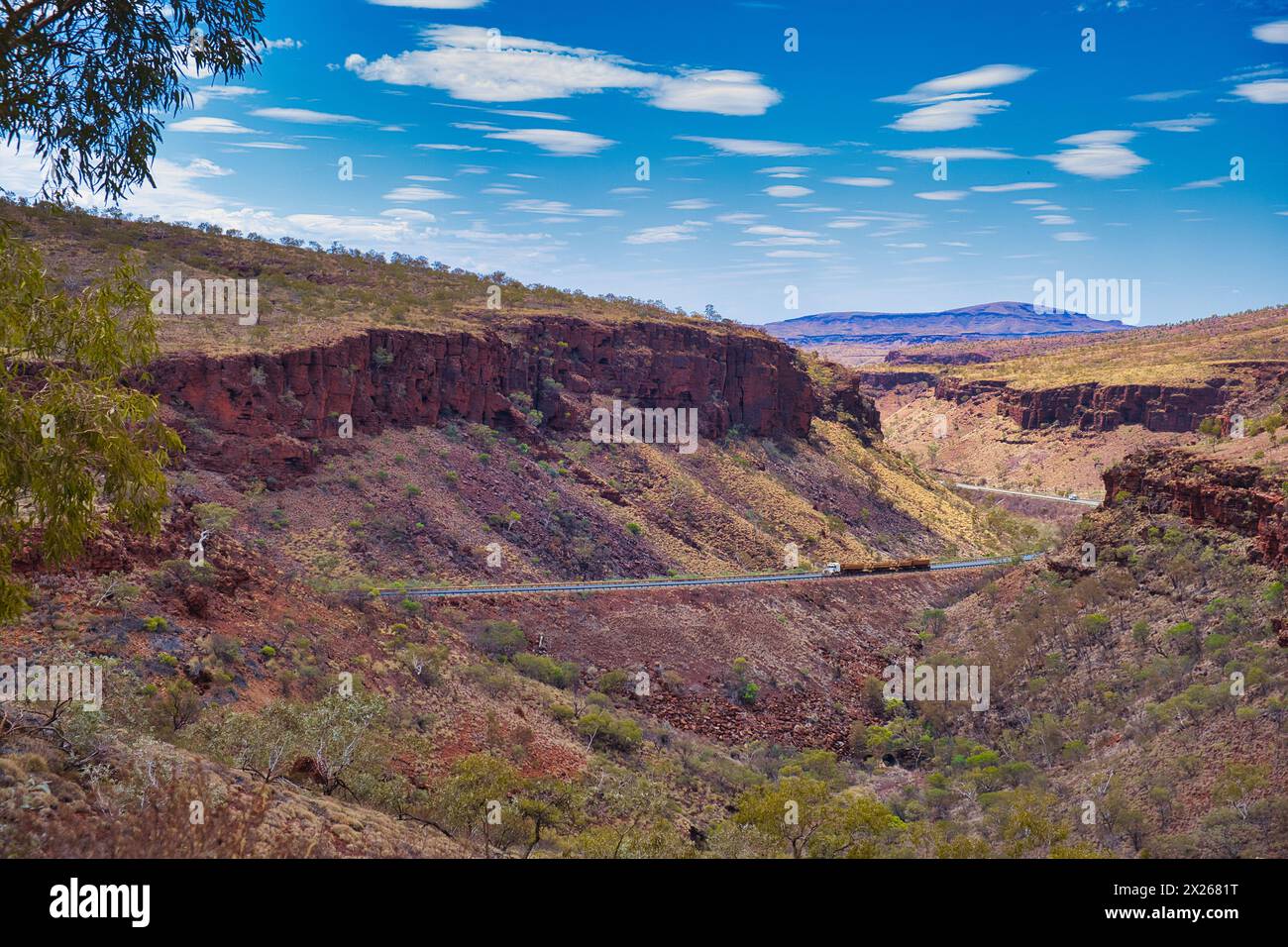 Road train on the Great Northern Highway in Karijini National Park ...