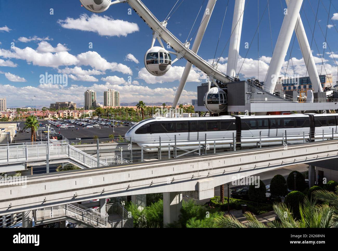 Las Vegas, Nevada. Monorail, with High Roller in background. The High ...