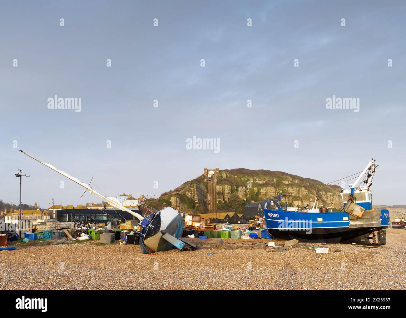 Fishing Boats at Rock-a-Nore, Hastings. UK Stock Photo - Alamy