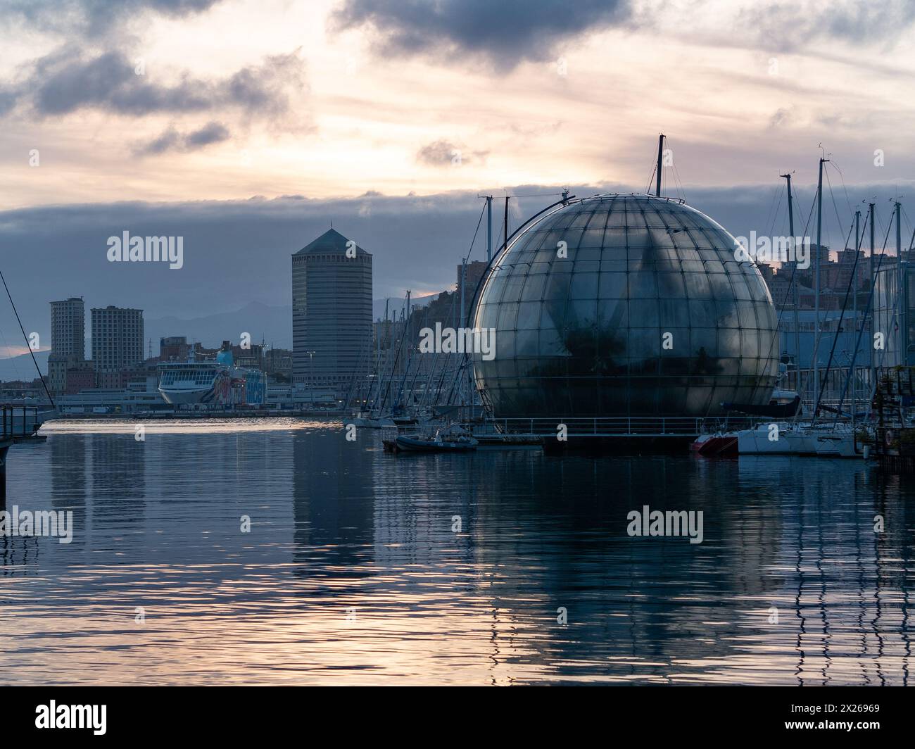 Genoa (Genova) Italy April 05, 2024: Genoa's Biosphere: A glass dome by ...