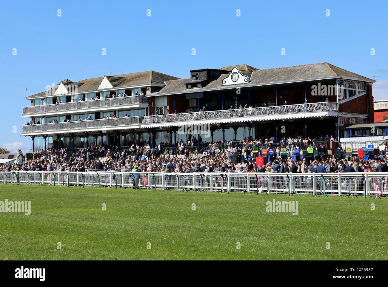 A general view of the Grand Stand at Ayr Racecourse, during the Coral ...