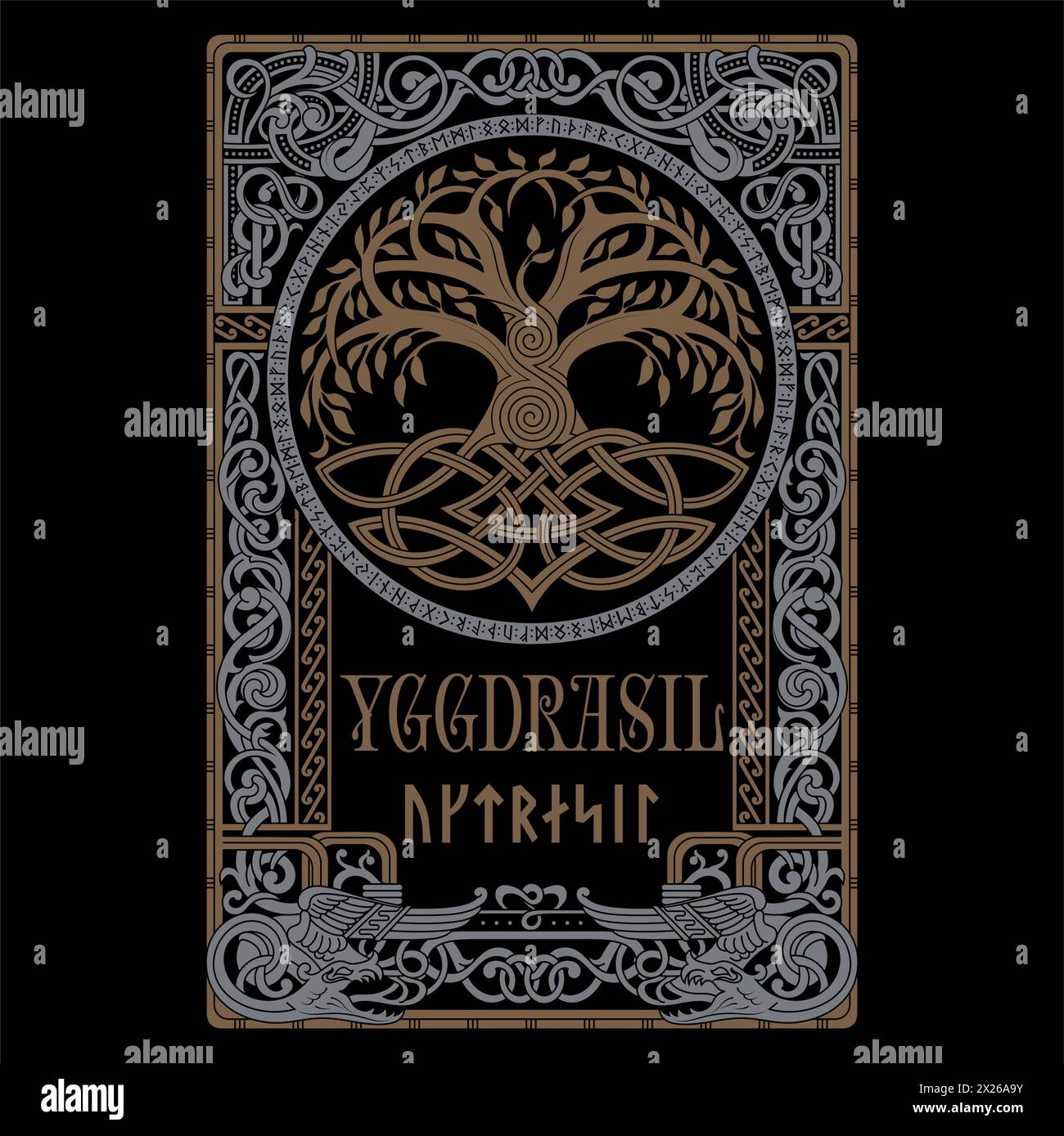 Viking design. World Tree from Scandinavian mythology - Yggdrasil and ...