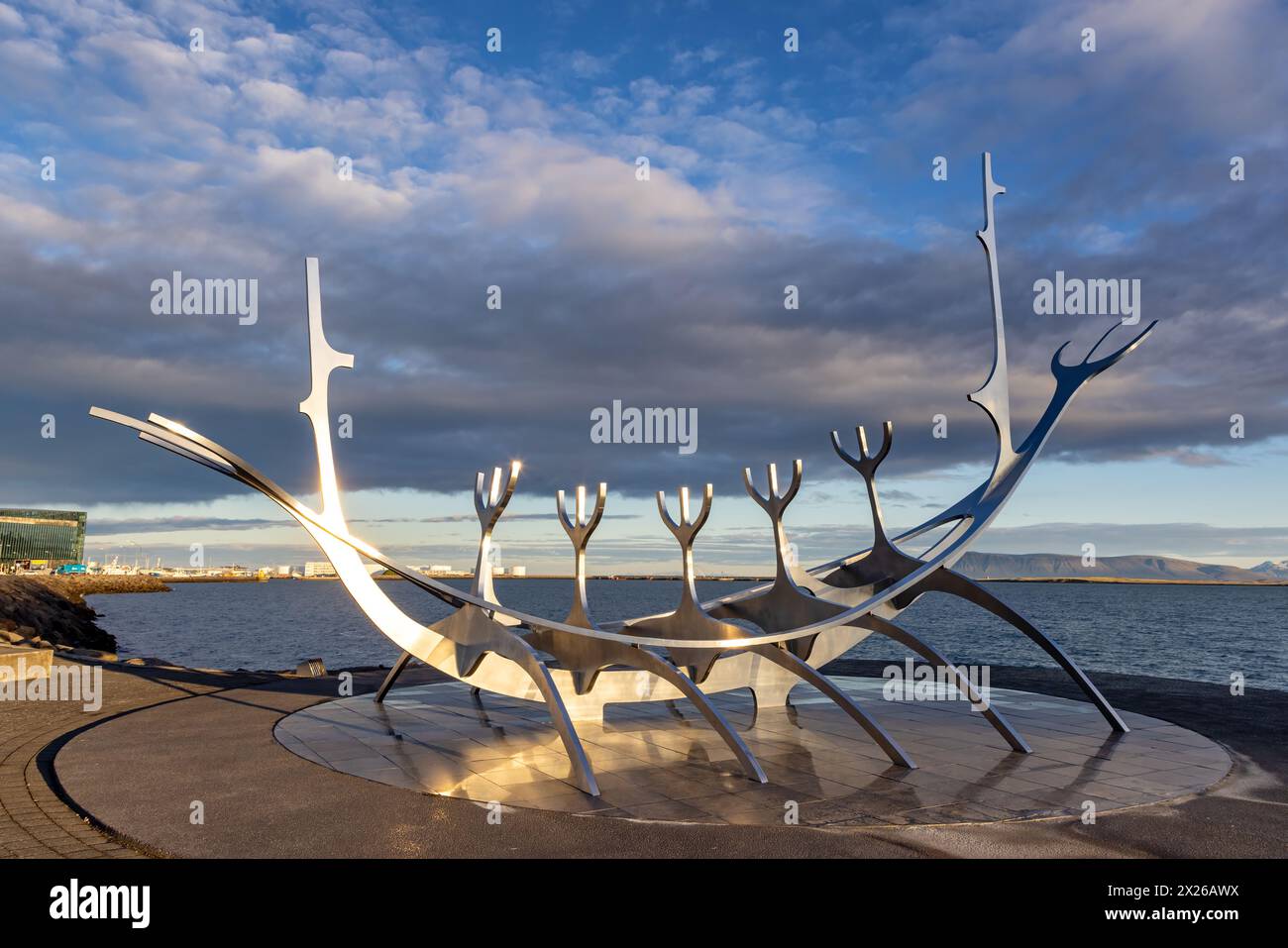 Reykjavik, Iceland. - 6 October 2021: The Sun Voyager, a modern ...