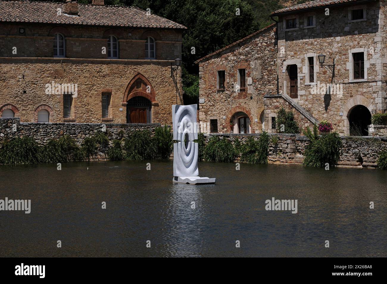 Modern artwork exhibited above the waters of the 16th century Bath of ...