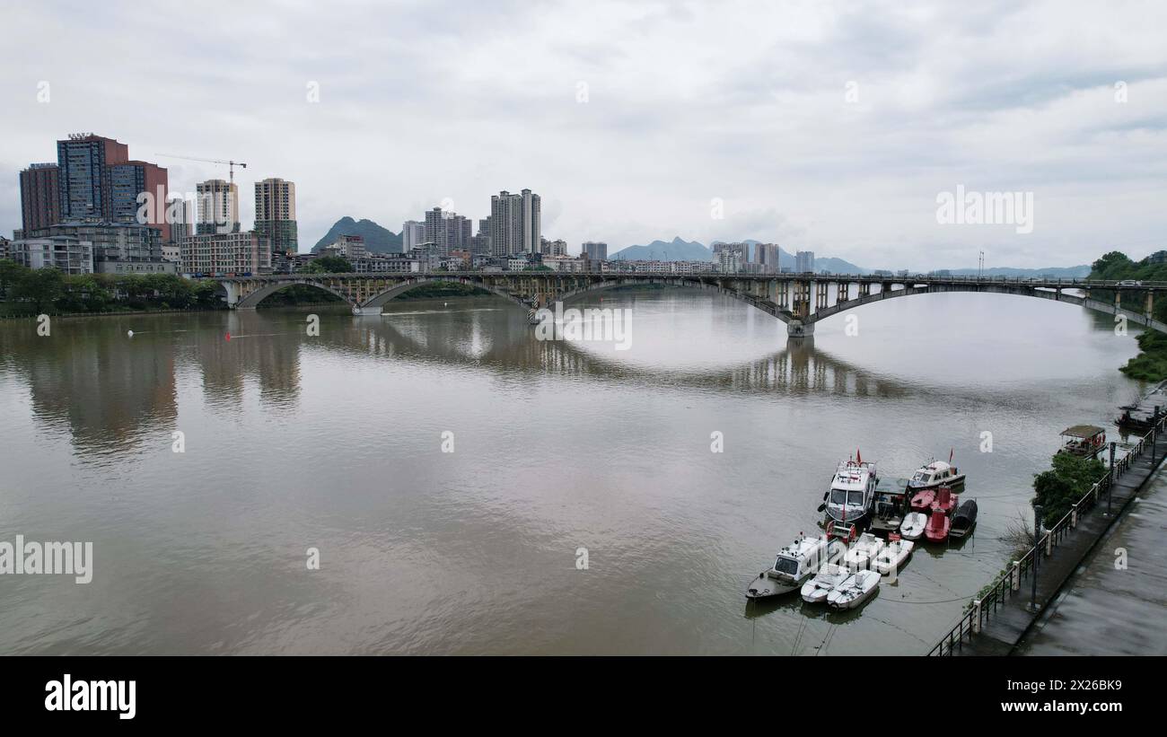 LIUZHOU, CHINA - APRIL 20, 2024 - The water level of the Rongan county ...