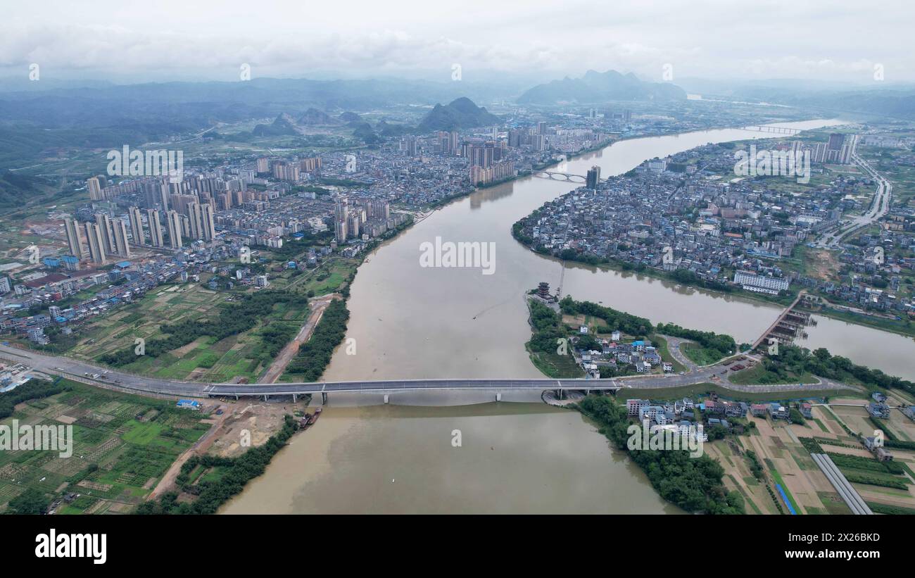 LIUZHOU, CHINA - APRIL 20, 2024 - The water level of the Rongan county ...