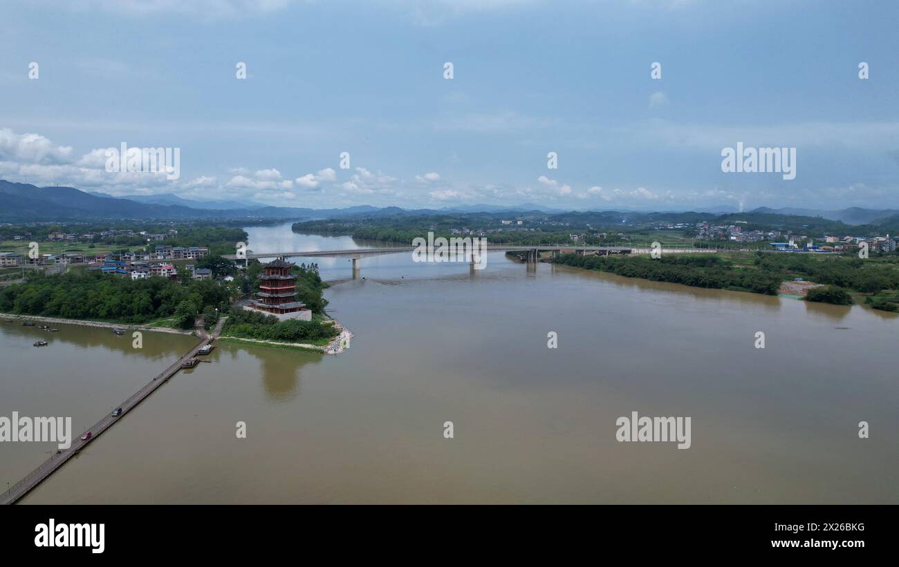 LIUZHOU, CHINA - APRIL 20, 2024 - The water level of the Rongan county ...