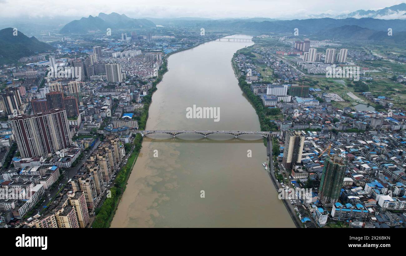 LIUZHOU, CHINA - APRIL 20, 2024 - The water level of the Rongan county ...
