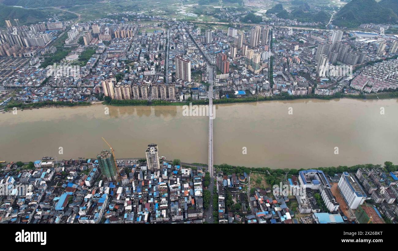 LIUZHOU, CHINA - APRIL 20, 2024 - The water level of the Rongan county ...