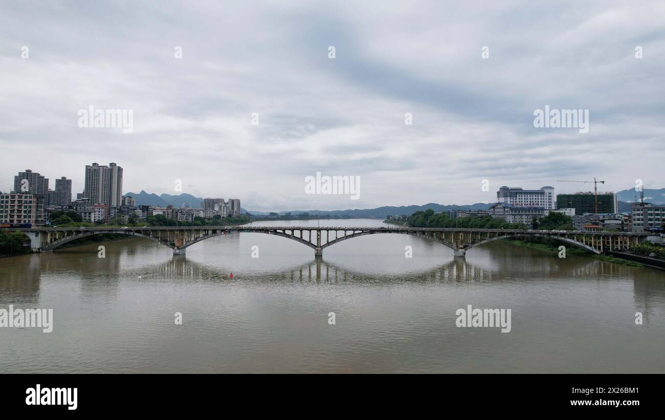 LIUZHOU, CHINA - APRIL 20, 2024 - The water level of the Rongan county ...