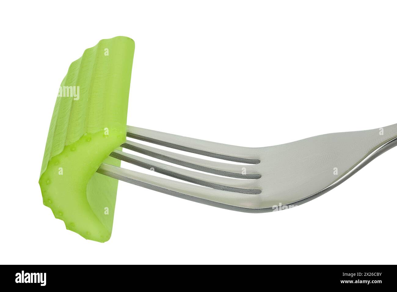fresh celery on a fork isolated on white background with full depth of field Stock Photo - Alamy