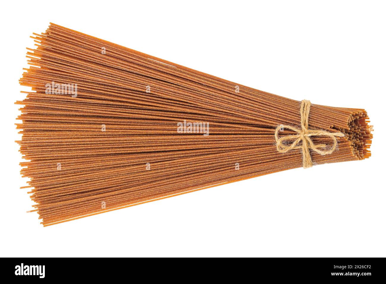 raw wholegrain spaghetti isolated on a white background. Top view. Flat ...