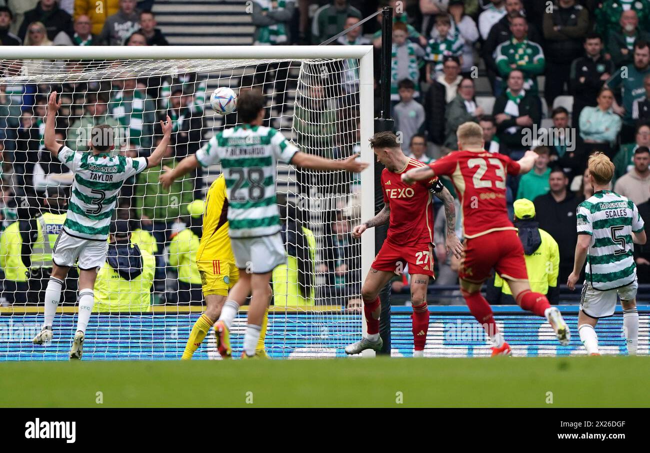 Aberdeen's Angus MacDonald scores their third goal of the game during ...