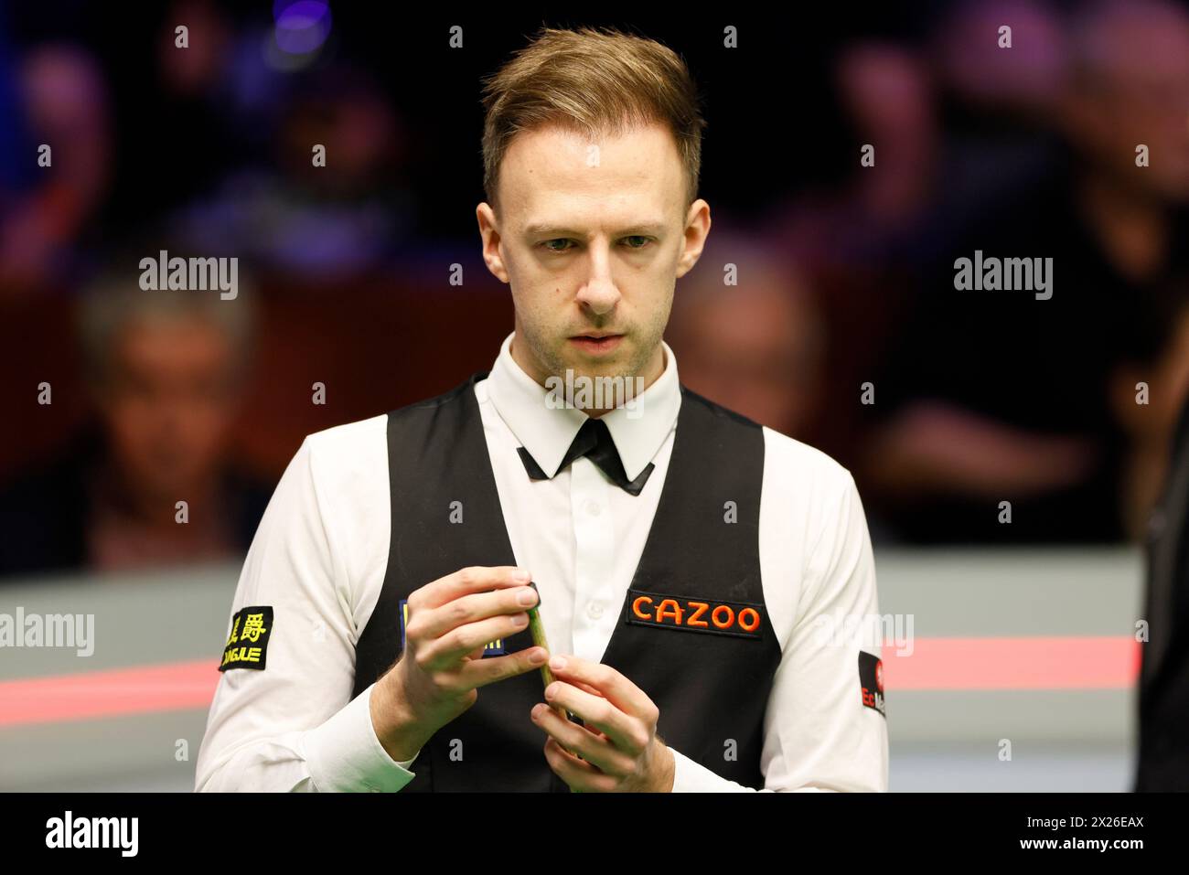 Judd Trump during his match against Hossein Vafaei (not pictured) on ...