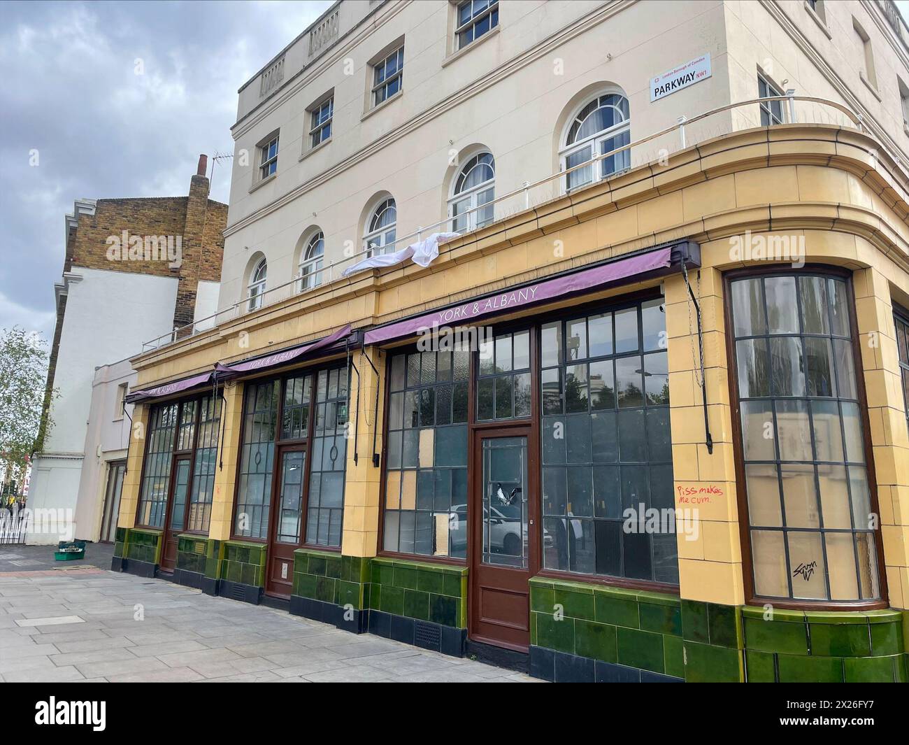 EDITORS NOTE LANGUAGE IN GRAFFITI ON WALL The York & Albany pub near ...
