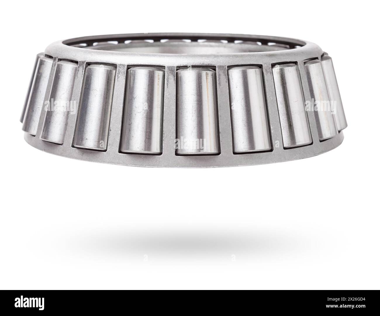 Shiny metal single row round roller bearing designed to absorb radial ...