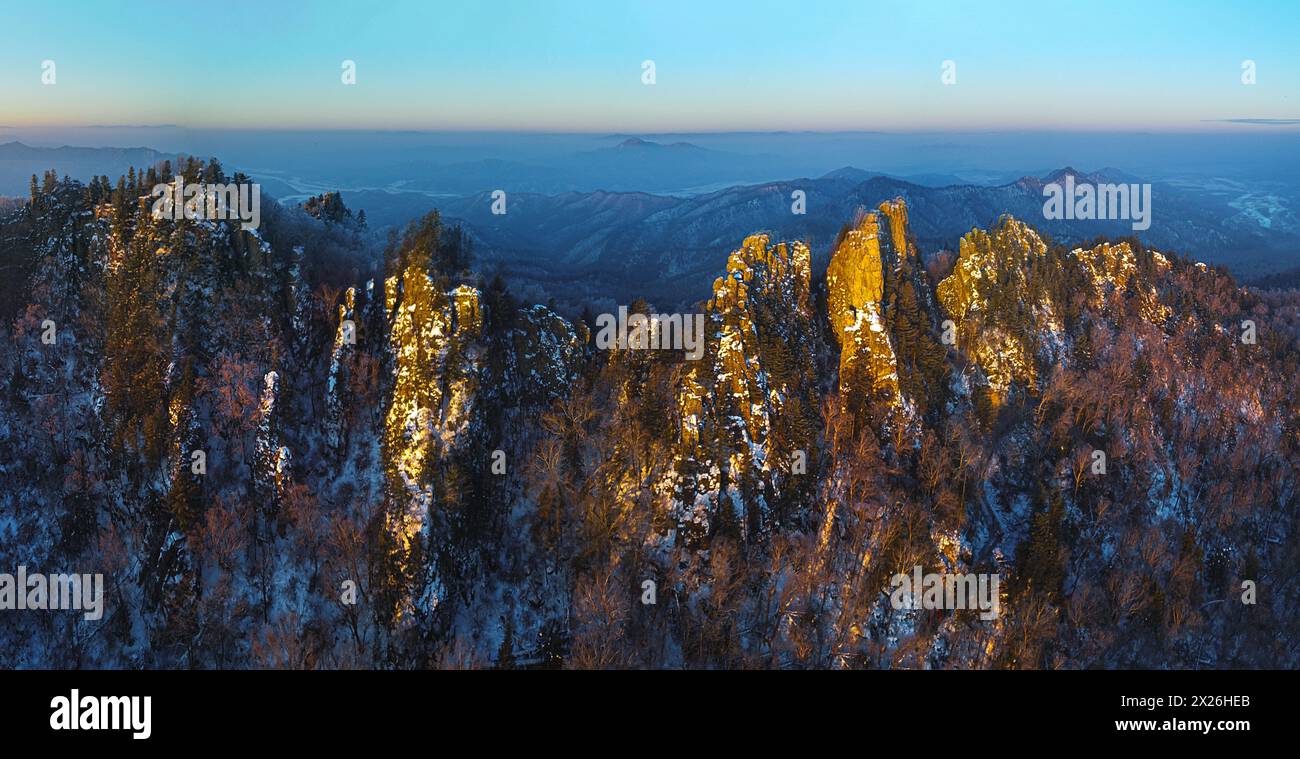 Aerial photography of the sunrise at the peak of Xiaoxing'an Mountains ...