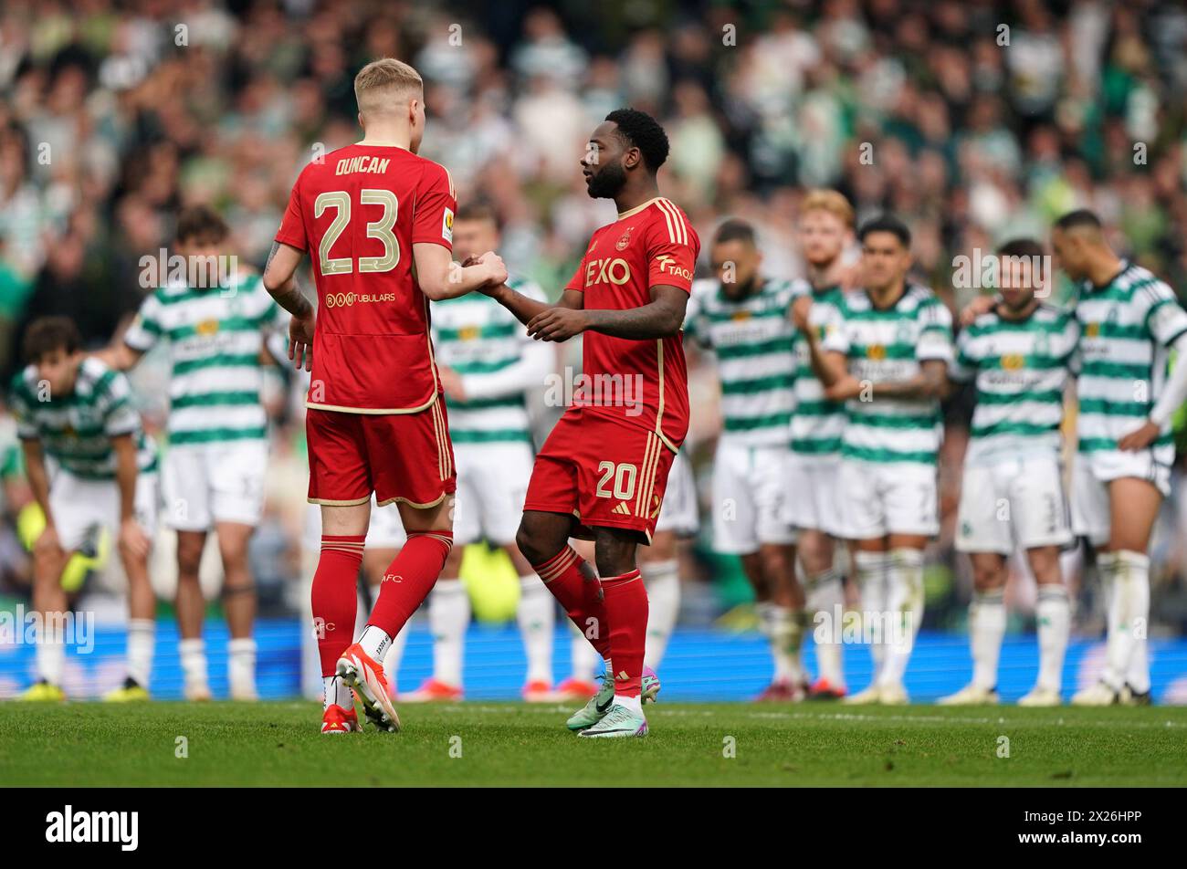 Aberdeen's Ryan Duncan (left) is consoled by Shayden Morris after his ...
