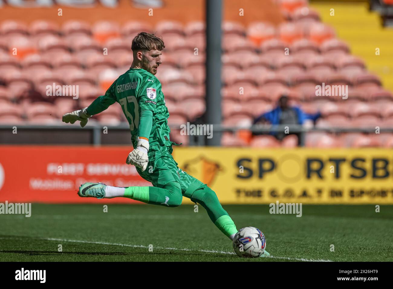 Daniel Grimshaw of Blackpool in action during the Sky Bet League 1 ...