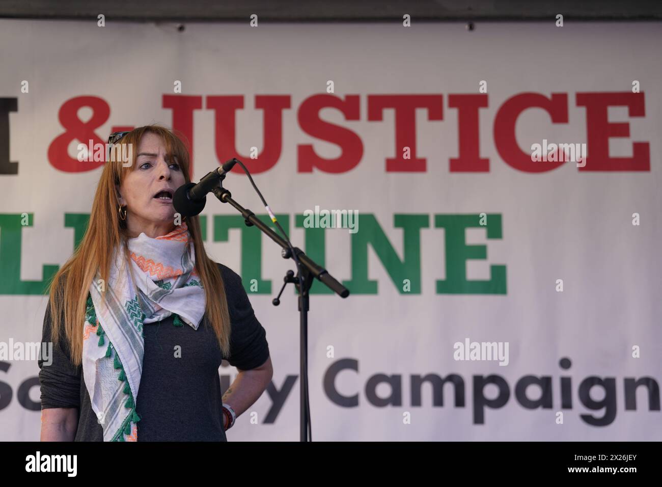 Clare Daly MEP addresses the rally during a national demonstration in ...