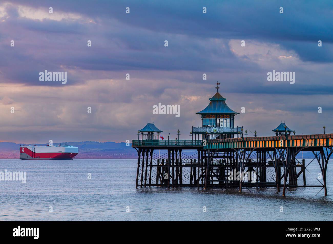 RoRo passing Clevedon Pier on its way to Royal Portbury docks Stock ...