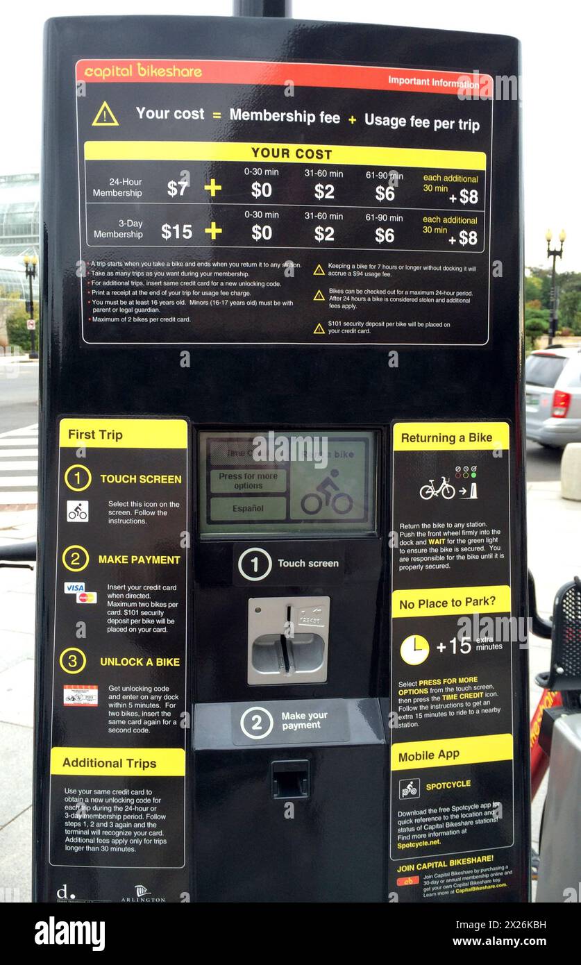 Washington, D.C., USA. Vending Machine for Bicycle Rental Concession ...