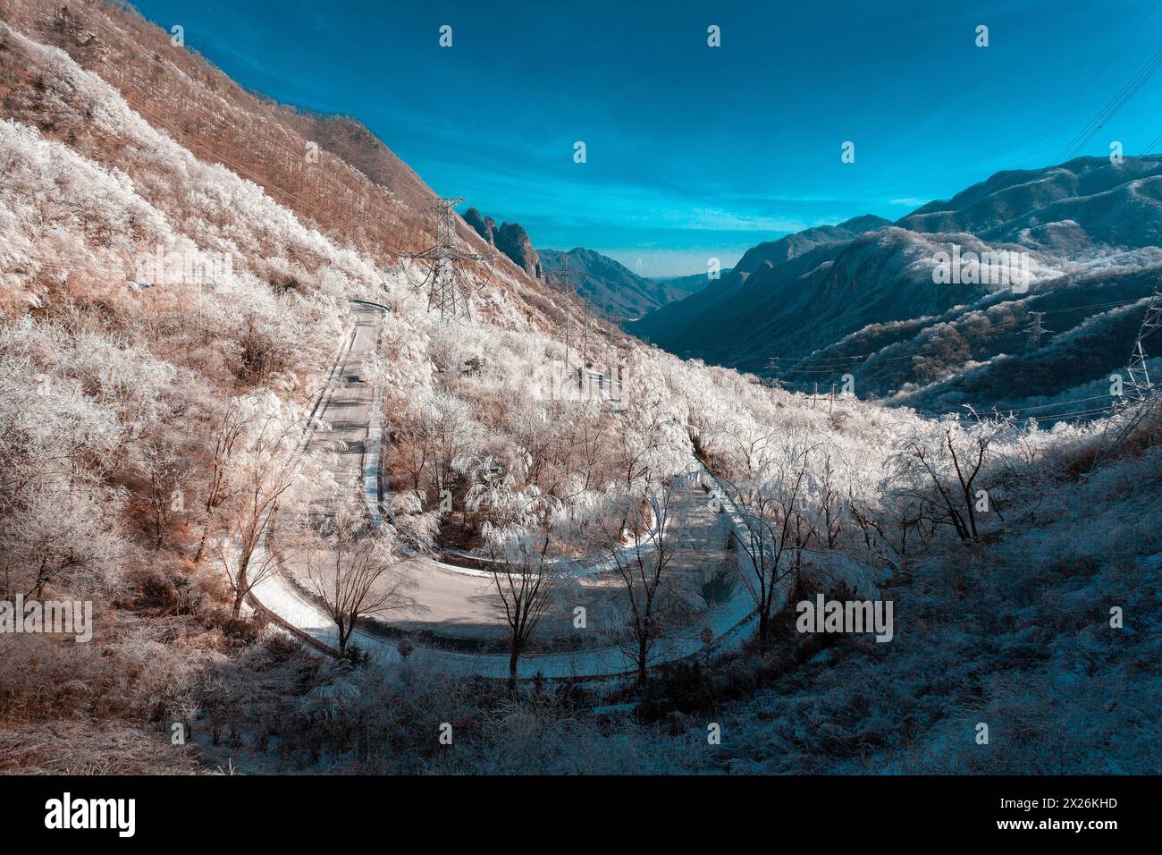 Qinling Highway after Snow Stock Photo - Alamy