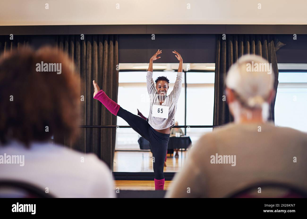 Portrait, girl and dancer with smile, judge and art of dancing, health ...